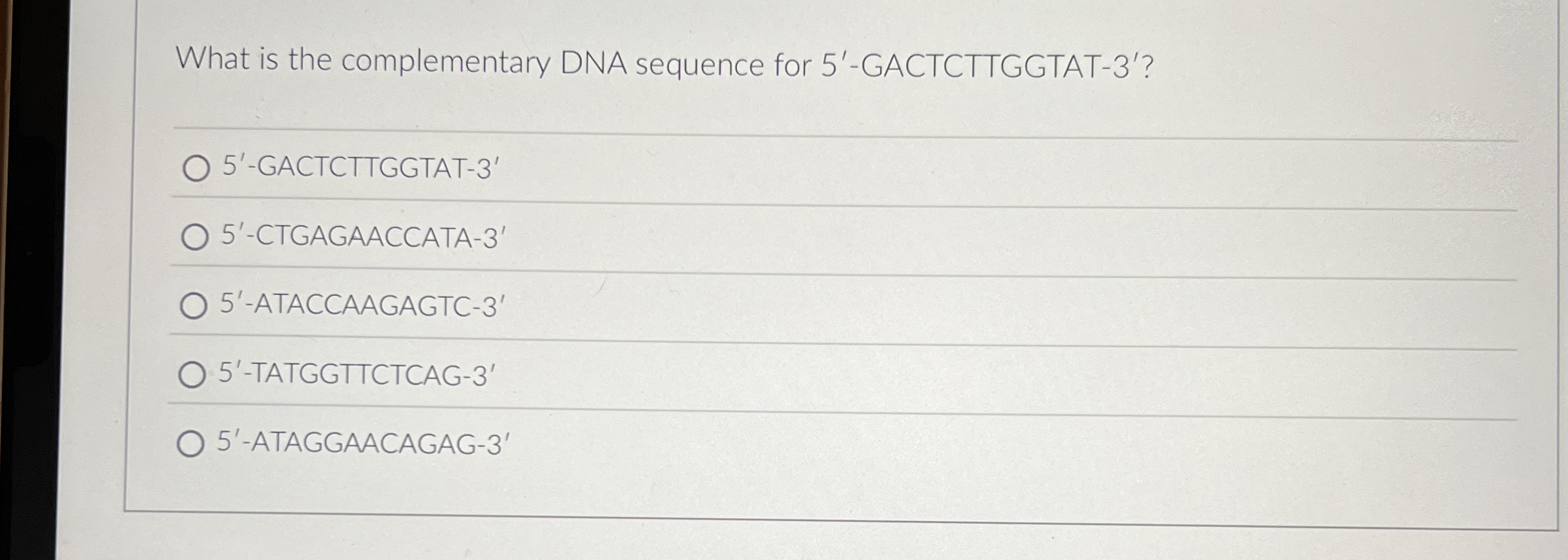 What is the complementary DNA sequence for | Chegg.com