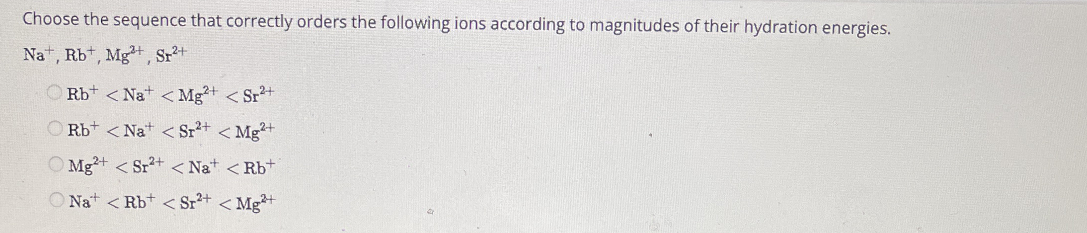 Solved Choose the sequence that correctly orders the | Chegg.com