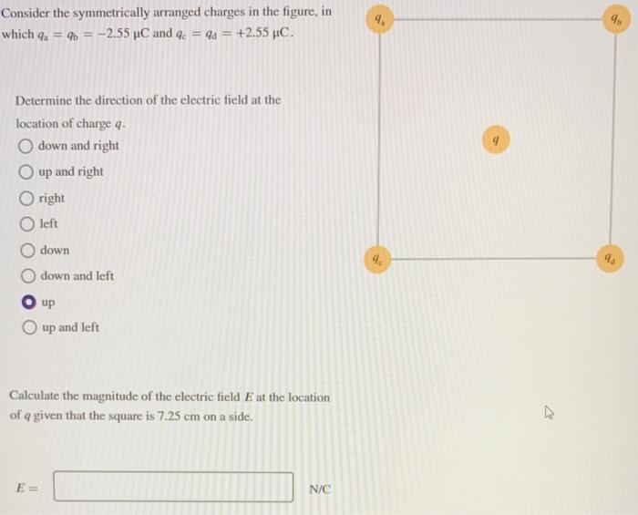 Solved Consider the symmetrically arranged charges in the | Chegg.com