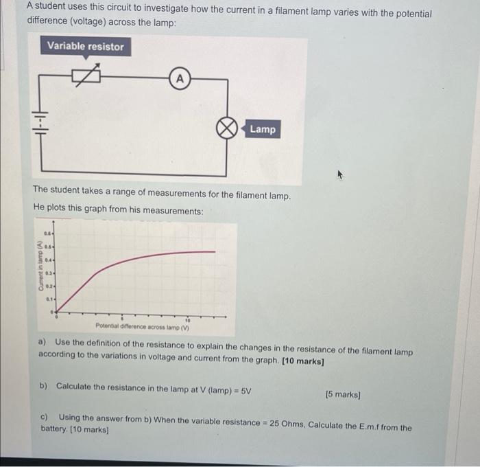 Solved A student uses this circuit to investigate how the | Chegg.com