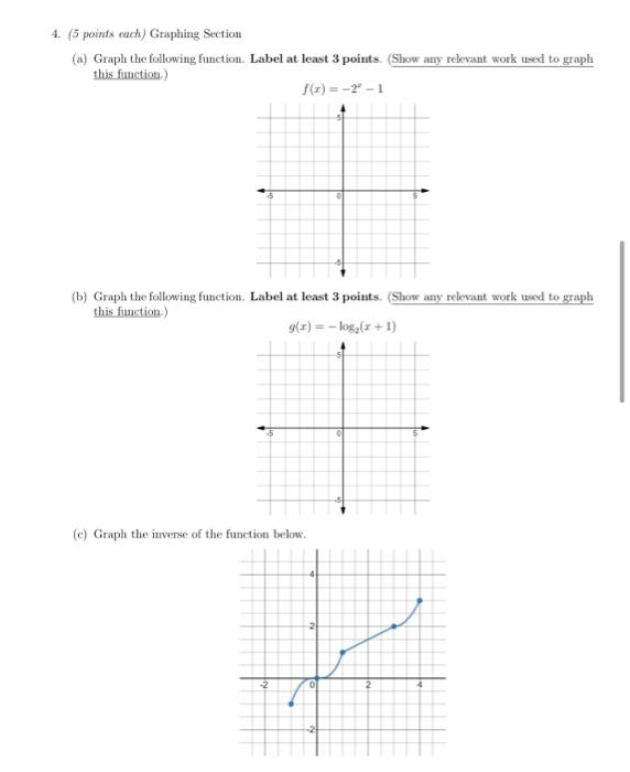 Solved 4. (5 points each) Graphing Section (a) Graph the | Chegg.com