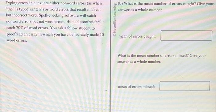 Solved Typing Errors In A Text Are Either Nonword Errors As 4158
