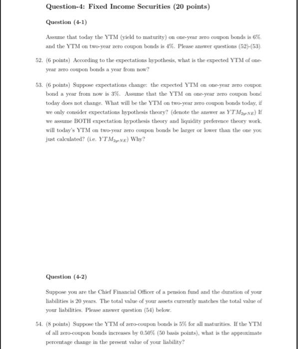 Solved Question (4-1) Assume that today the YTM (yield to | Chegg.com