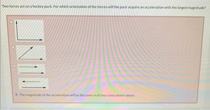 Solved Two forces act on a hockey puck. For which | Chegg.com