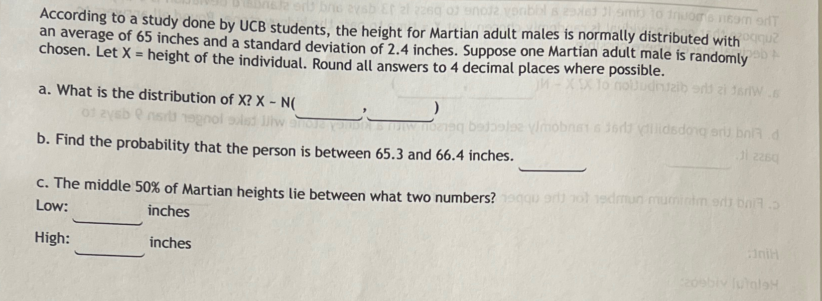 Solved According to a study done by UCB students, the height | Chegg.com
