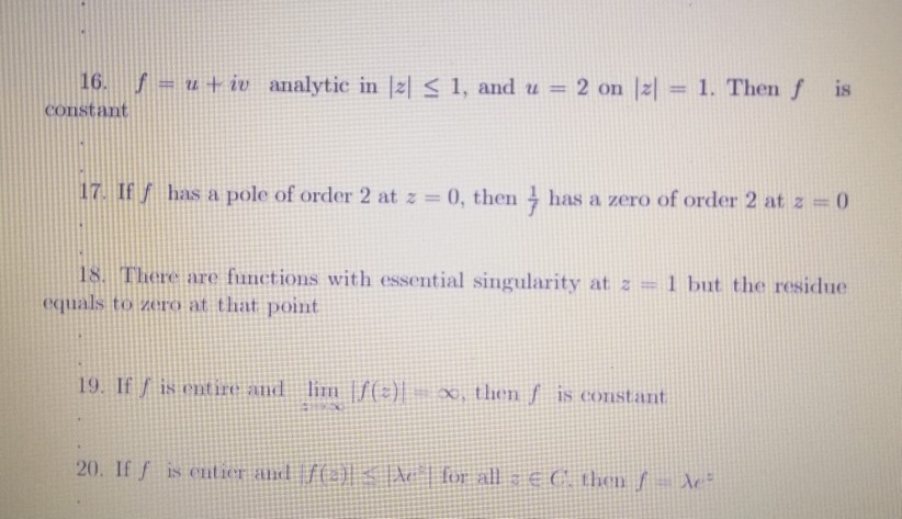Solved 16. f = u + iv analytic in 2