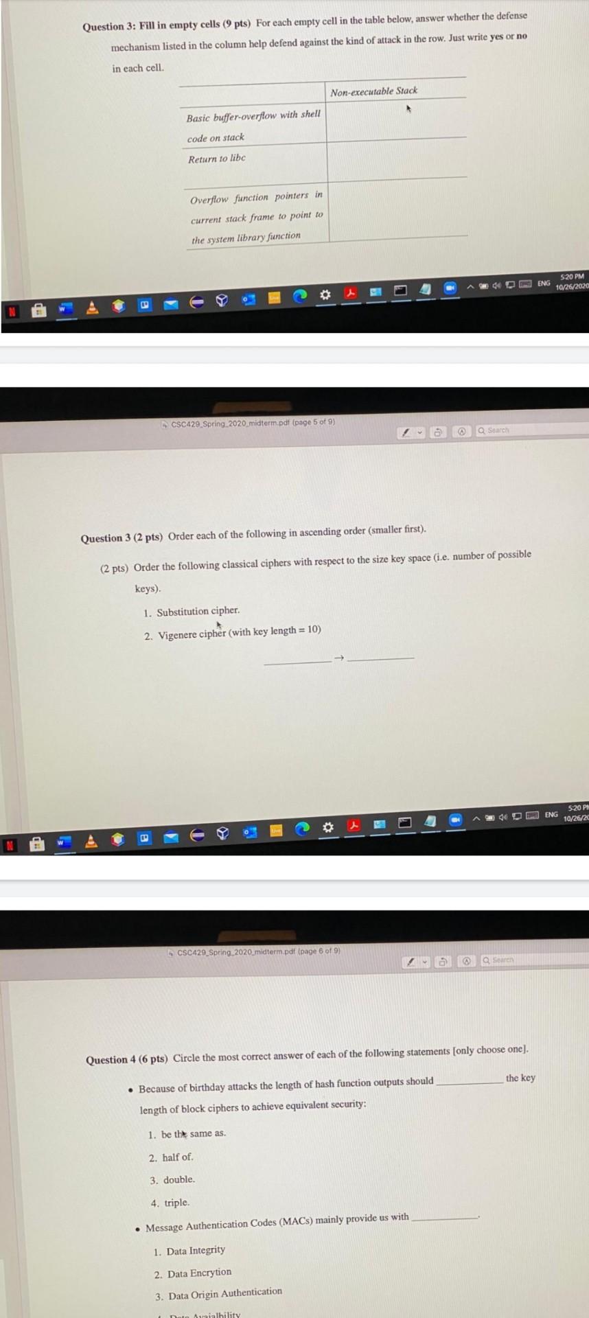 Solved Question 3: Fill in empty cells (9 pts) For each | Chegg.com