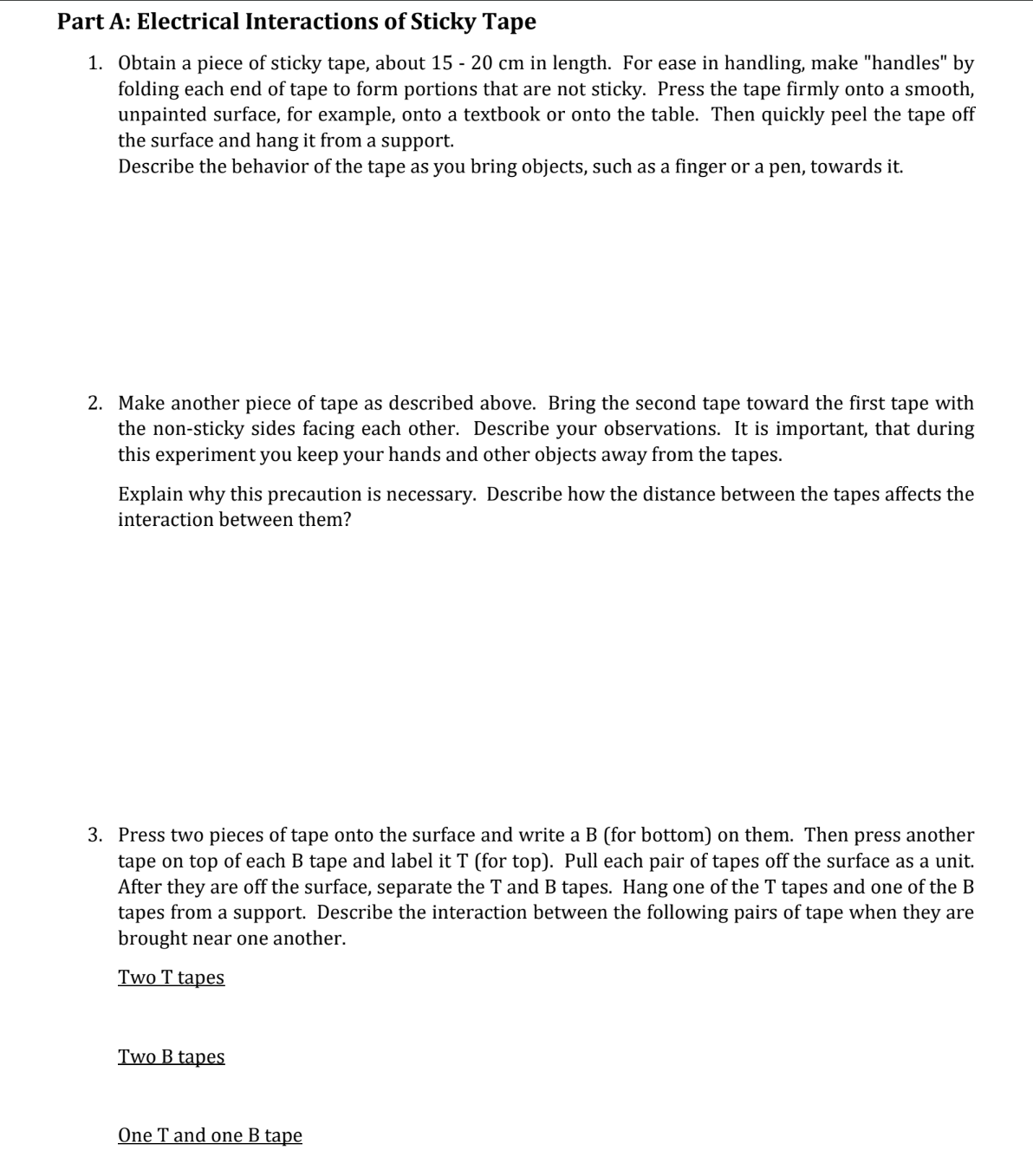 Solved Part A: Electrical Interactions of Sticky Tape1. | Chegg.com