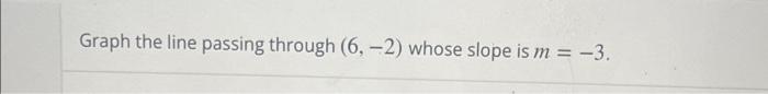 Solved Graph the line passing through (6,−2) whose slope is | Chegg.com