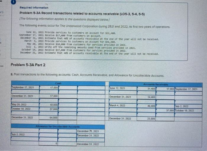 Solved Required Information Problem 5-3A Record transactions | Chegg.com