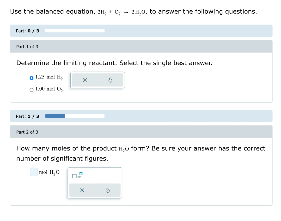 Solved Use the balanced equation, 2H2+O2→2H2O, ﻿to answer | Chegg.com