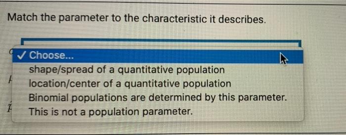 Solved Match the parameter to the characteristic it | Chegg.com