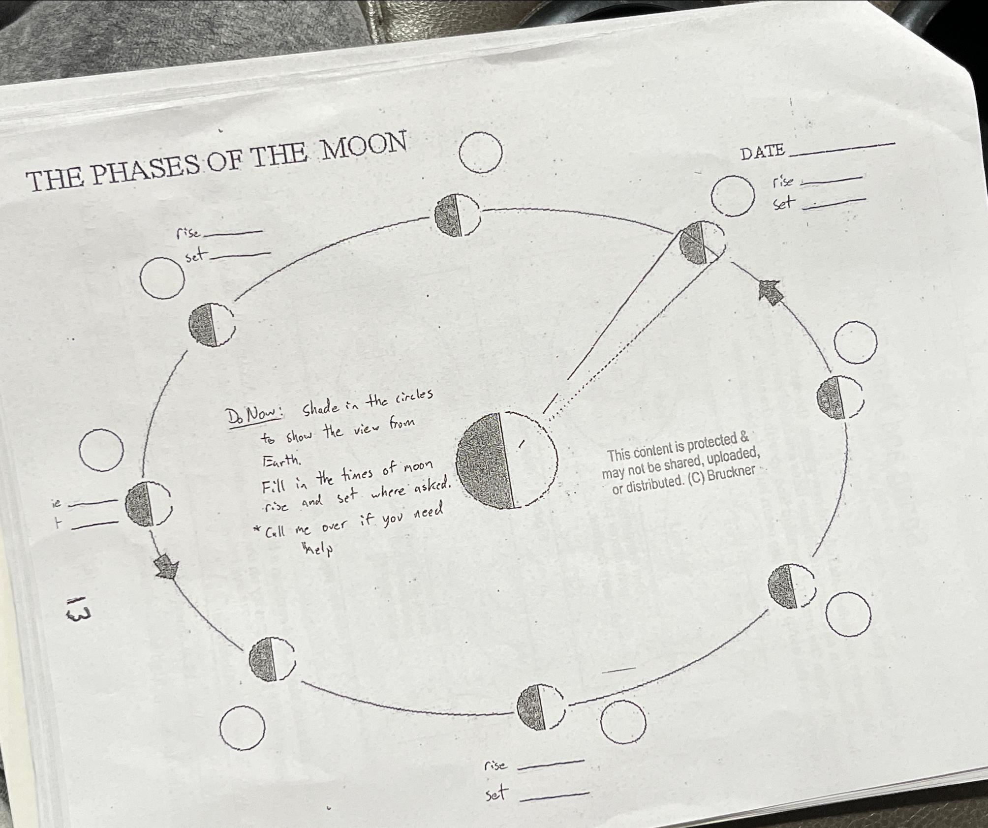 Solved THE PHASES OF THE MOONDATEriserisesetDo Now: Shade in | Chegg.com