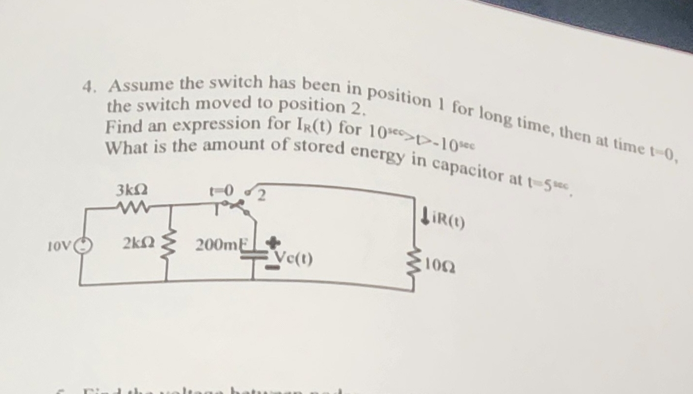 Solved Assume the switch has been in position 1 ﻿for long | Chegg.com