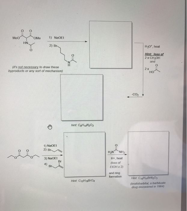 Solved O Meo OMe 1) NaOEI ΗΝ. 2) Br H30, heat O Hint: loss | Chegg.com