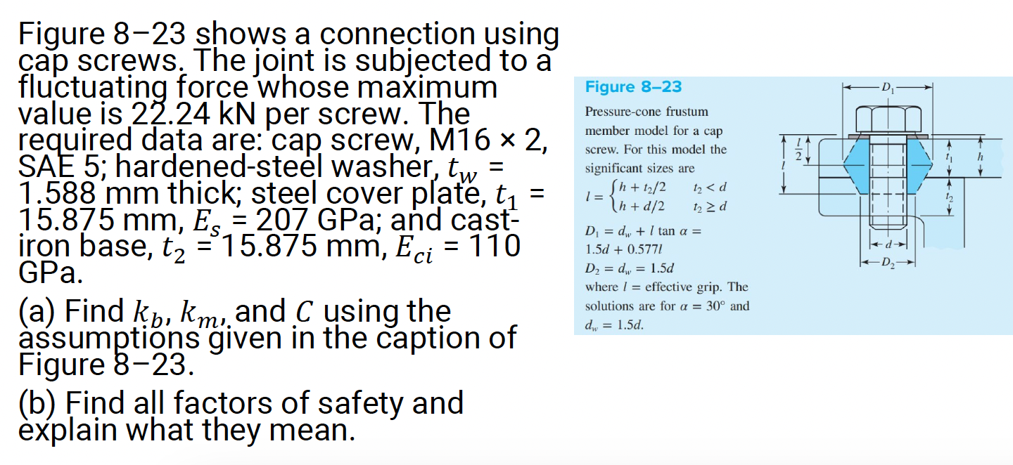 Solved Figure 8-23 ﻿shows a connection usingcap screws. The | Chegg.com
