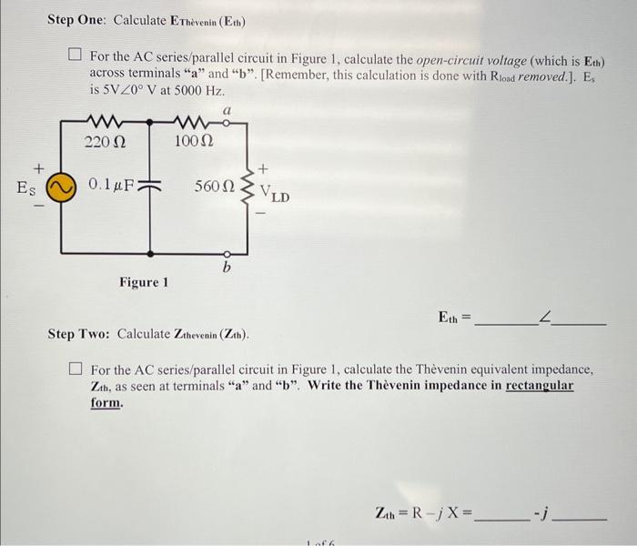 Solved For the AC series/parallel circuit in Figure 1, | Chegg.com
