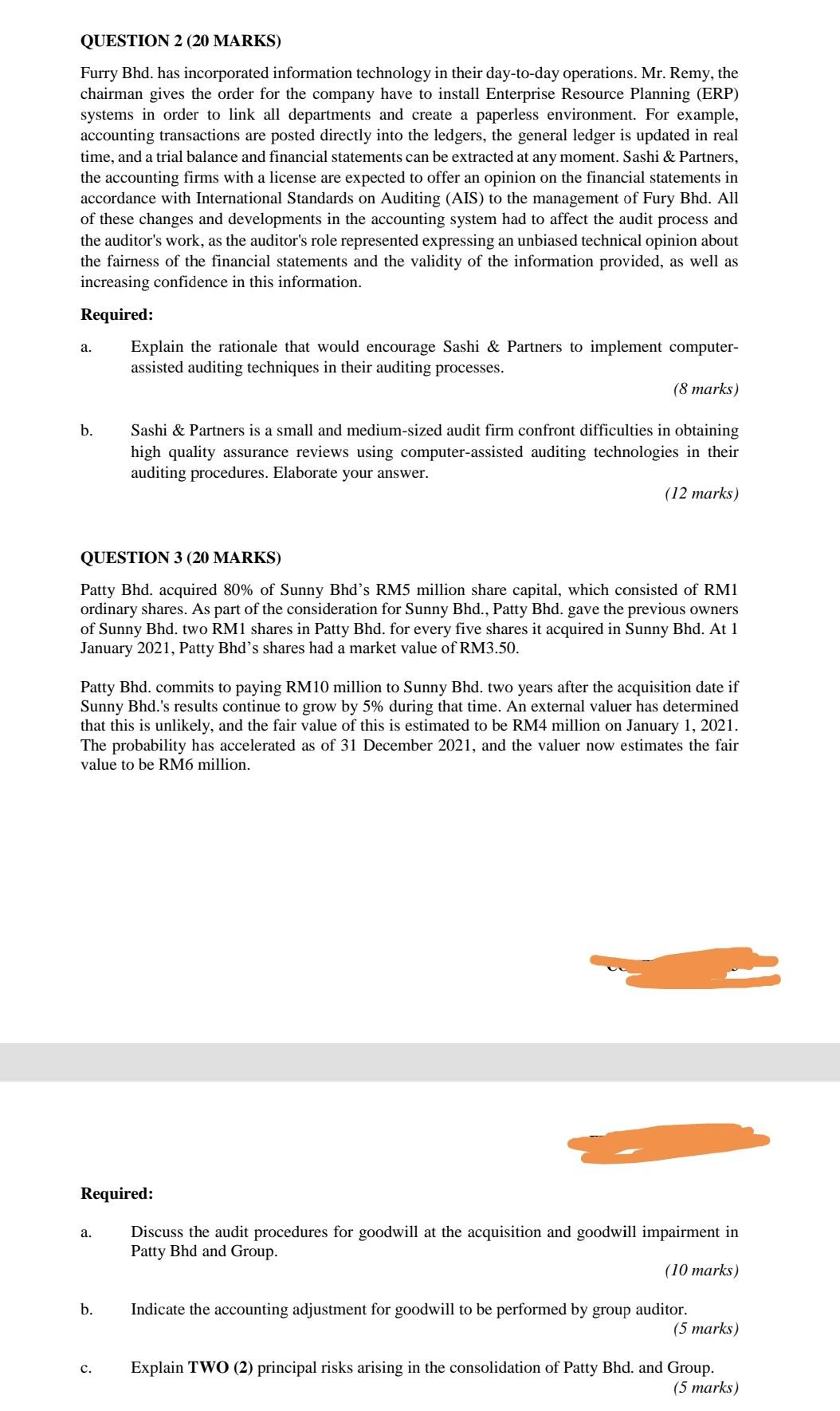 Solved QUESTION 2 (20 MARKS) Furry Bhd. has incorporated | Chegg.com