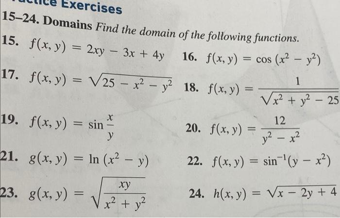 Solved Exercises 15–24. Domains Find the domain of the | Chegg.com
