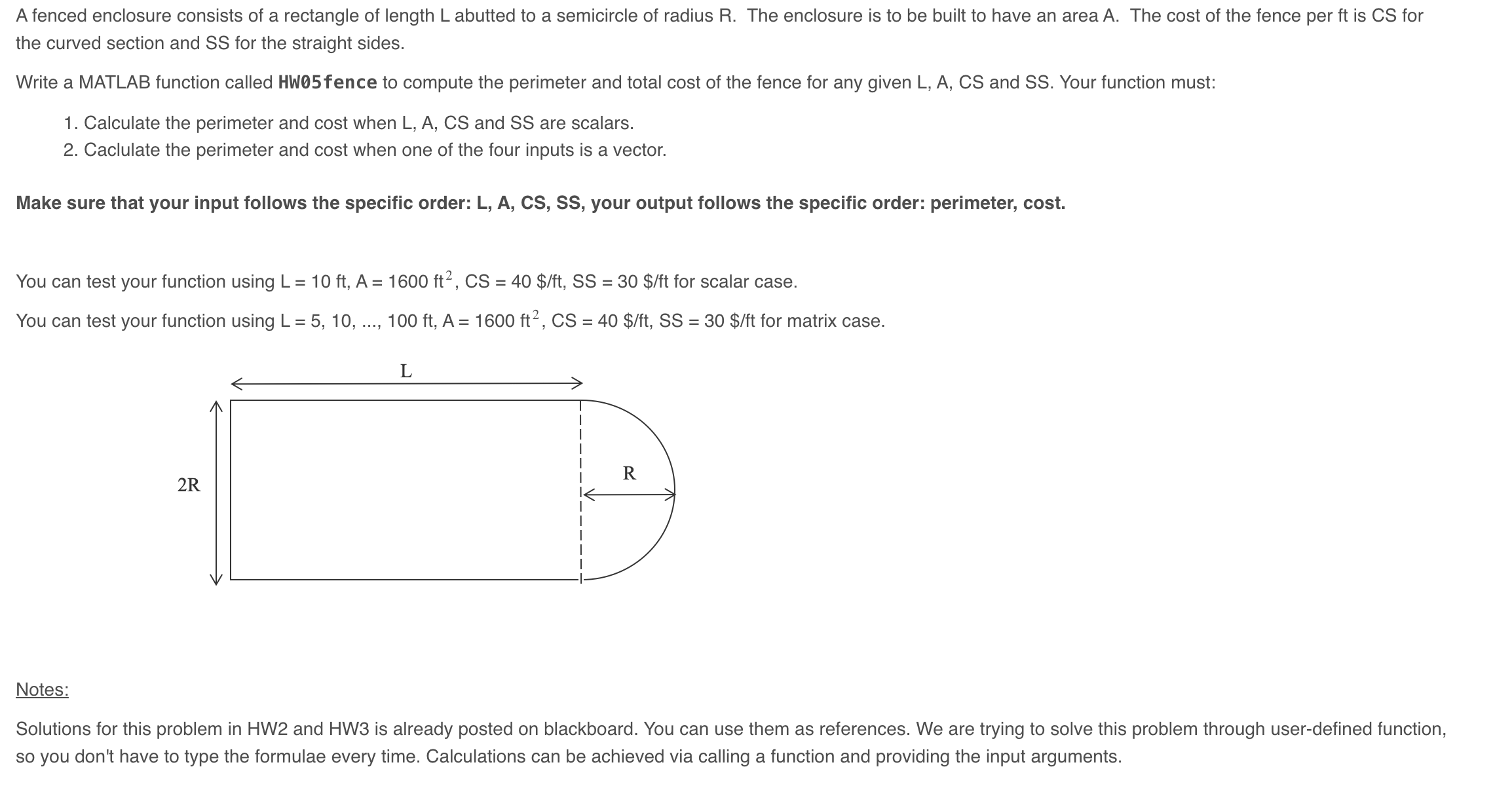 Solved A fenced enclosure consists of a rectangle of length | Chegg.com