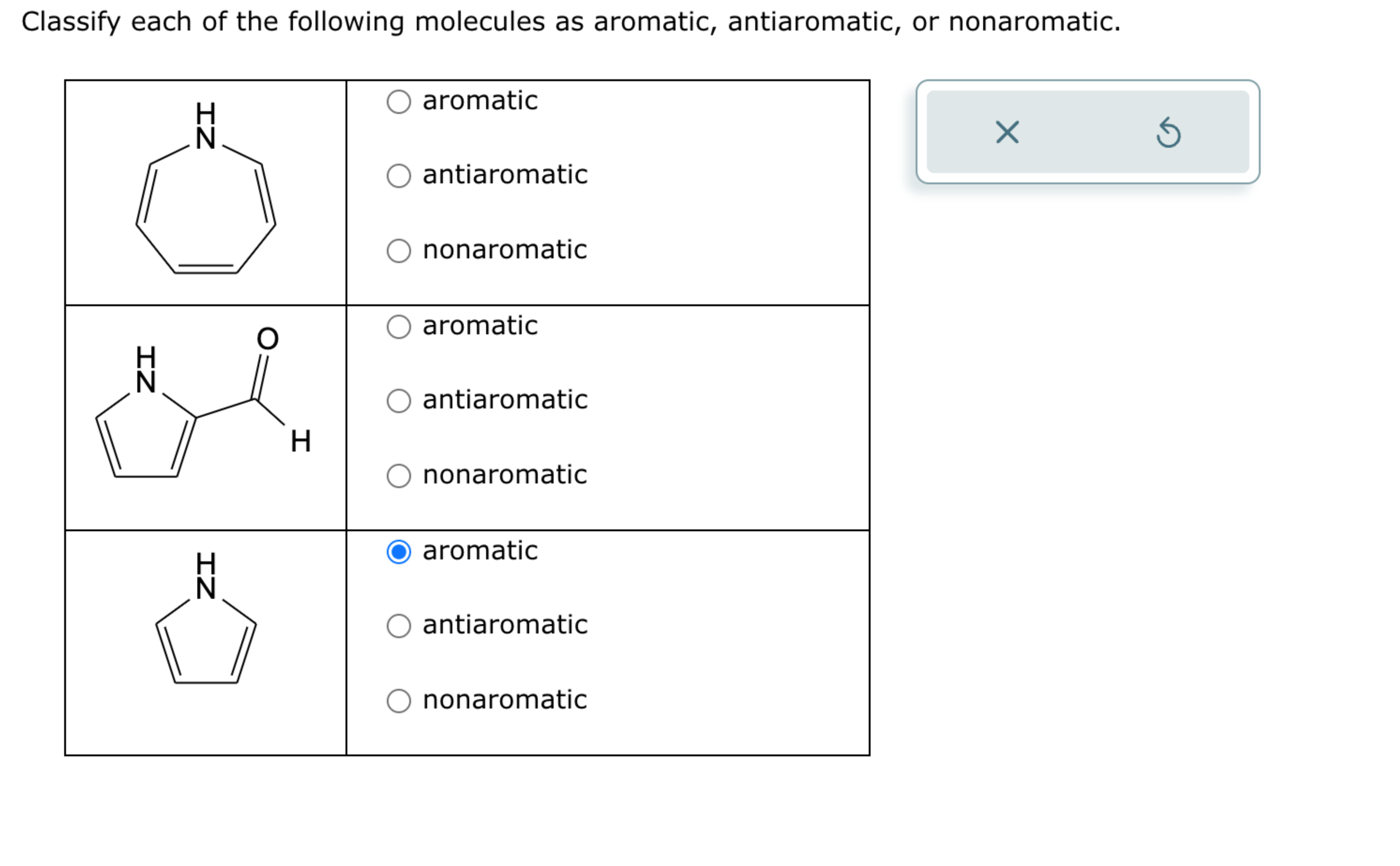 Solved Classify each of the following molecules as aromatic, | Chegg.com