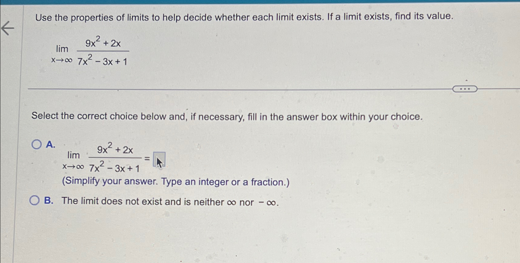 Solved Use the properties of limits to help decide whether | Chegg.com