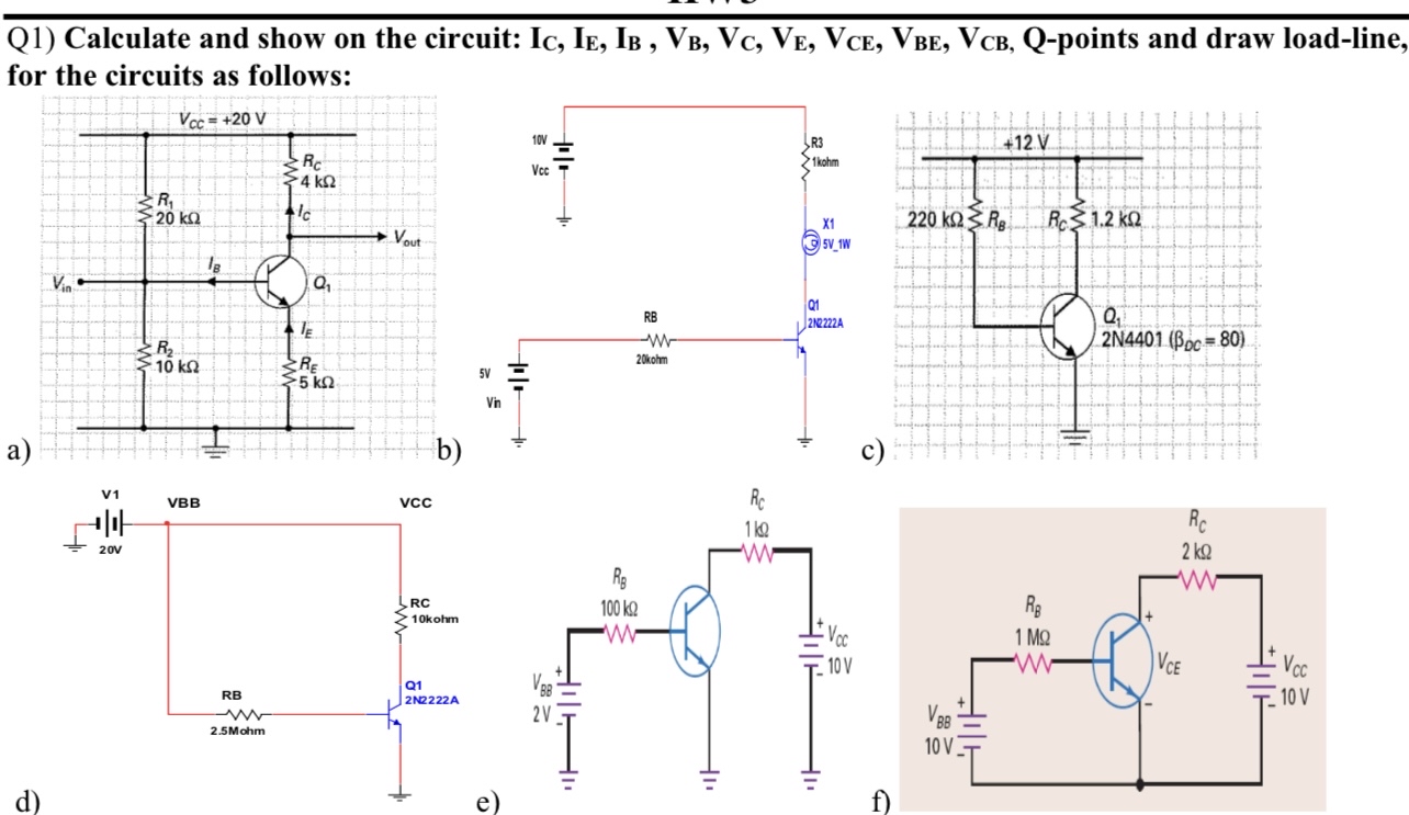 for the circuits as follows:d)e)f) | Chegg.com