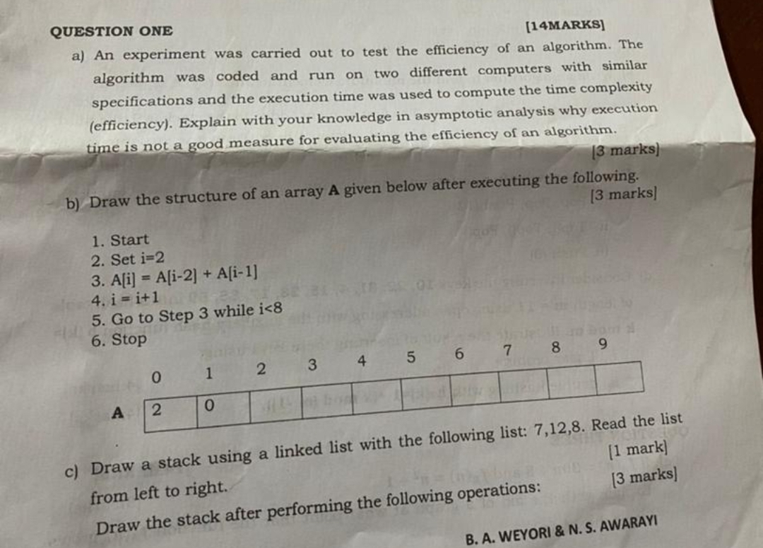 Solved QUESTION ONE[14MARKS]a) ﻿An experiment was carried | Chegg.com