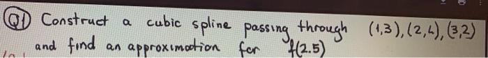 Solved а Construct and find cubic spline passing through | Chegg.com