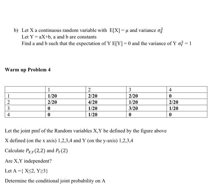 Solved b) Let X a continuous random variable with E[X]=μ and | Chegg.com