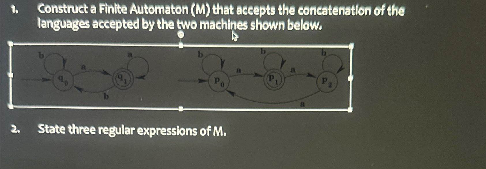 Solved Construct a Finite Automaton (M) ﻿that accepts the | Chegg.com