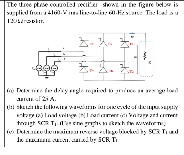 Solved The three-phase controlled rectifier shown in the | Chegg.com