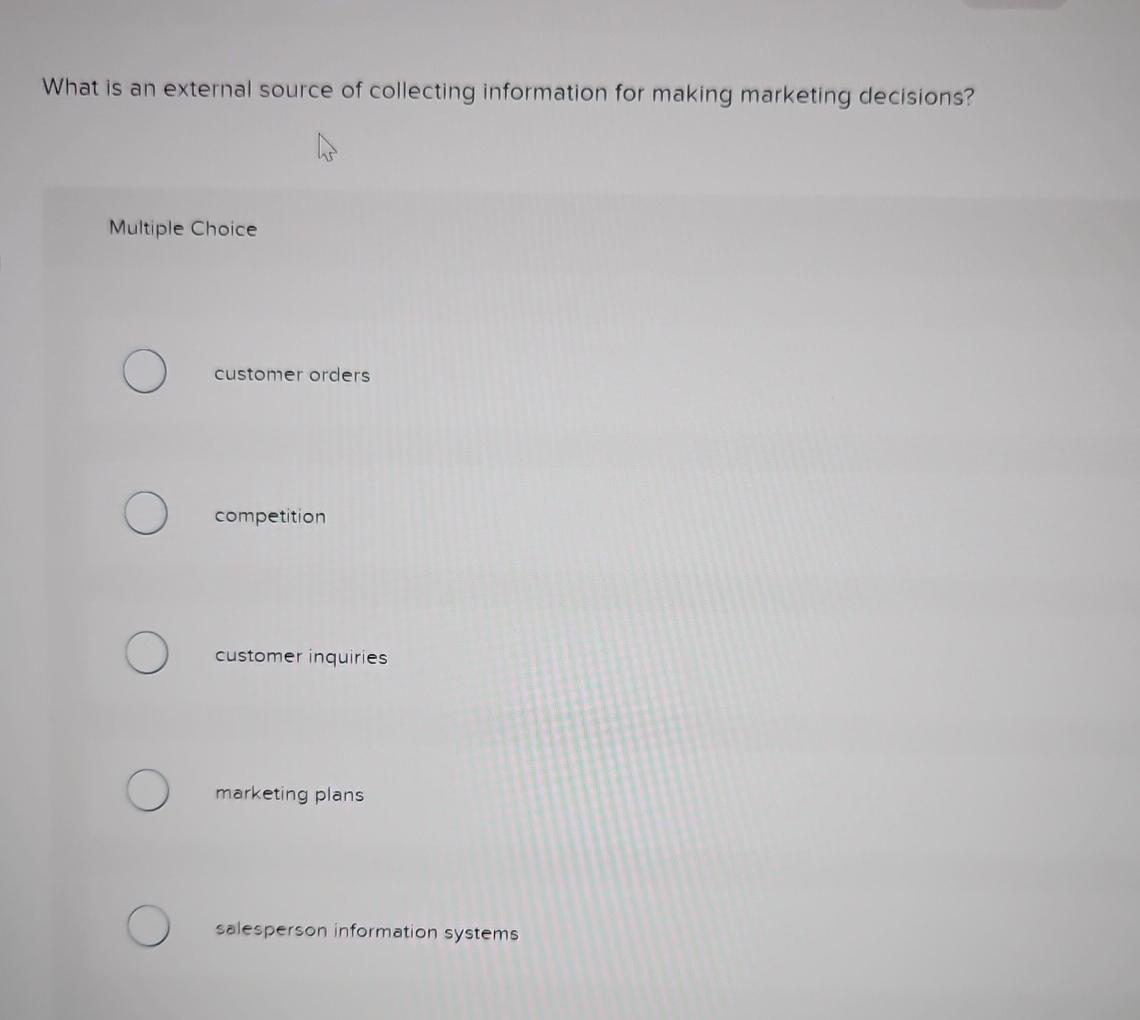 Solved What is an external source of collecting information | Chegg.com