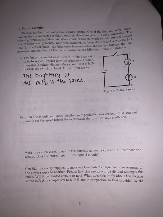 Solved 3 Series Circuits Devices can be combined within a | Chegg.com