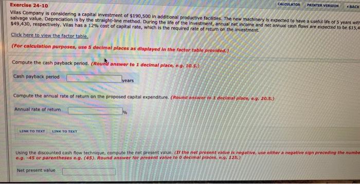 Solved CALCULATOR PRINTER VERSION 4 BACK Exercise 24-10 | Chegg.com