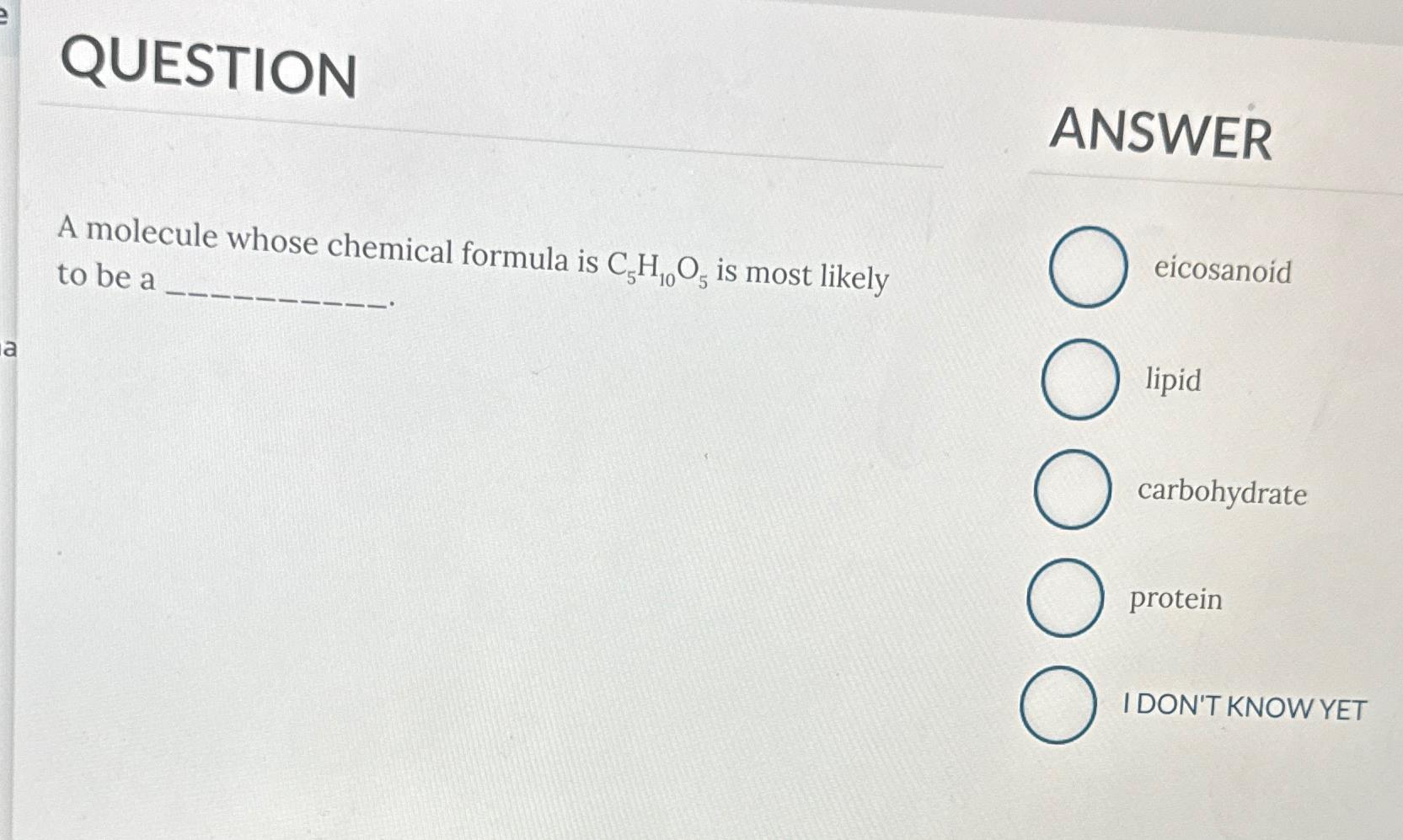 Solved QUESTIONANSWERA molecule whose chemical formula is | Chegg.com