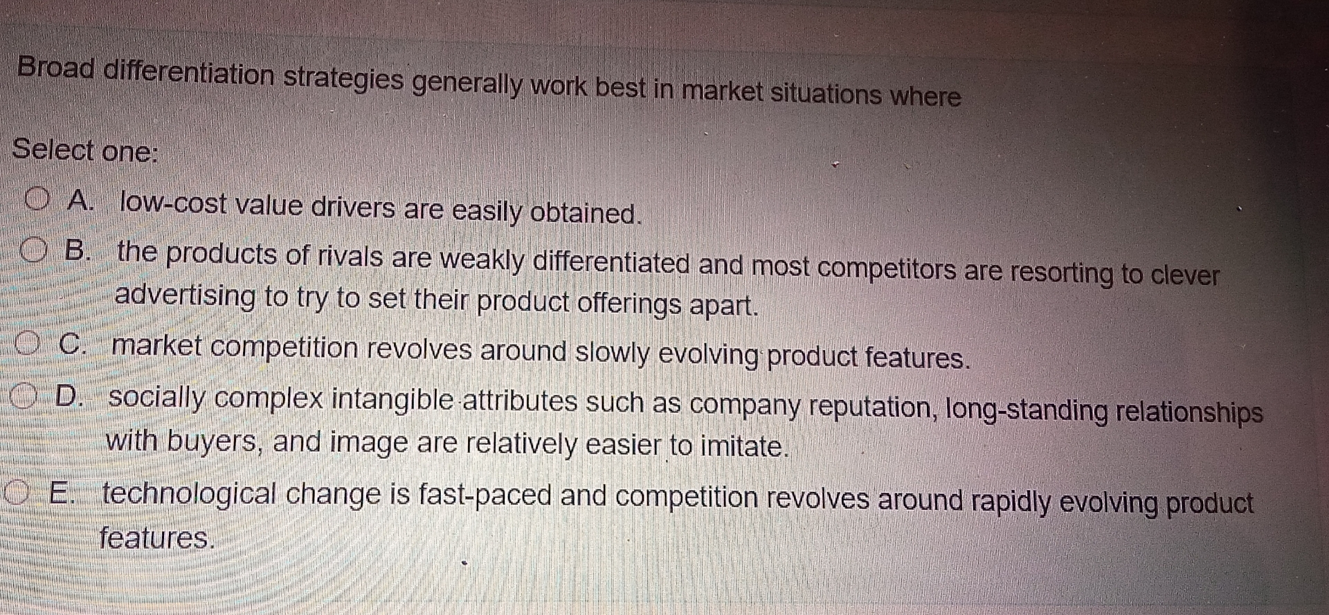 Solved Broad differentiation strategies generally work best | Chegg.com