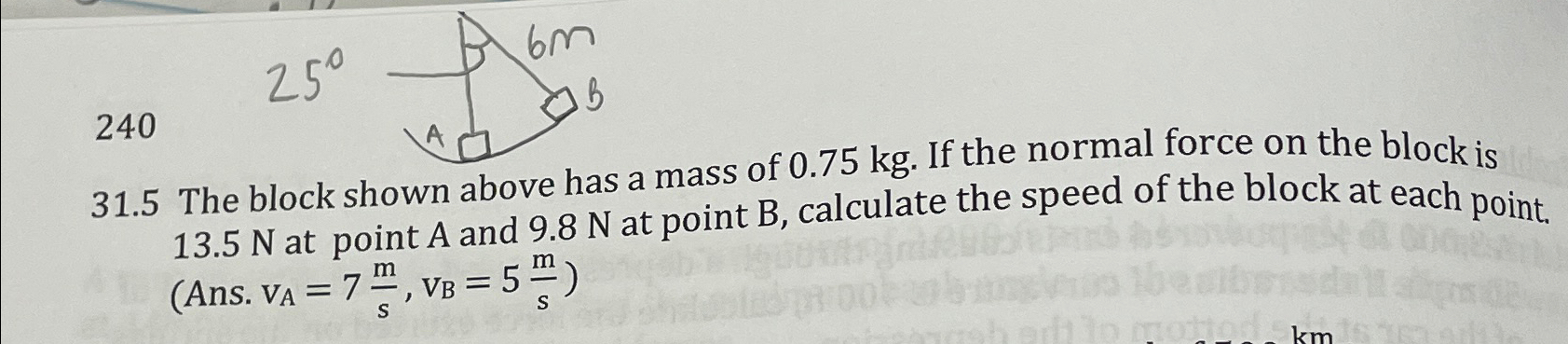Solved 24031.5 ﻿The block shown above has a mass of 0.75kg. | Chegg.com