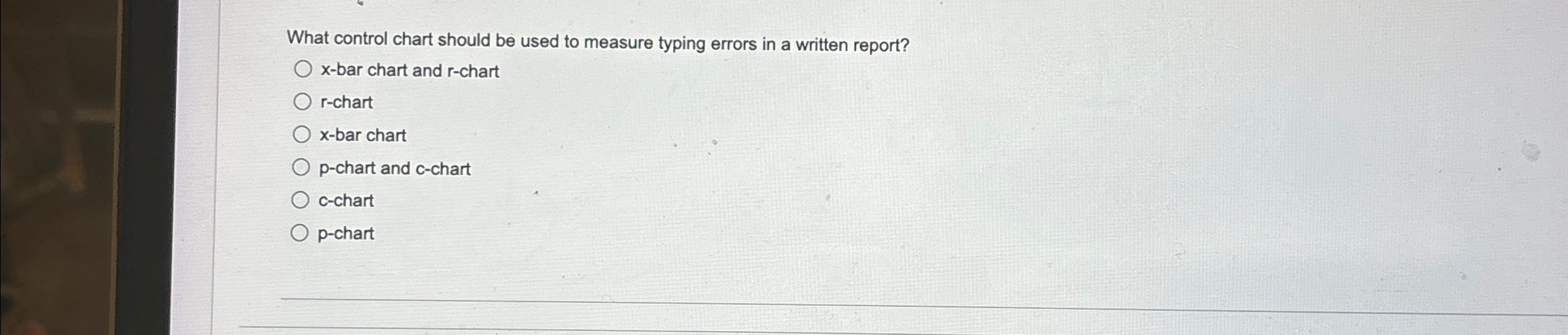 Solved What control chart should be used to measure typing | Chegg.com