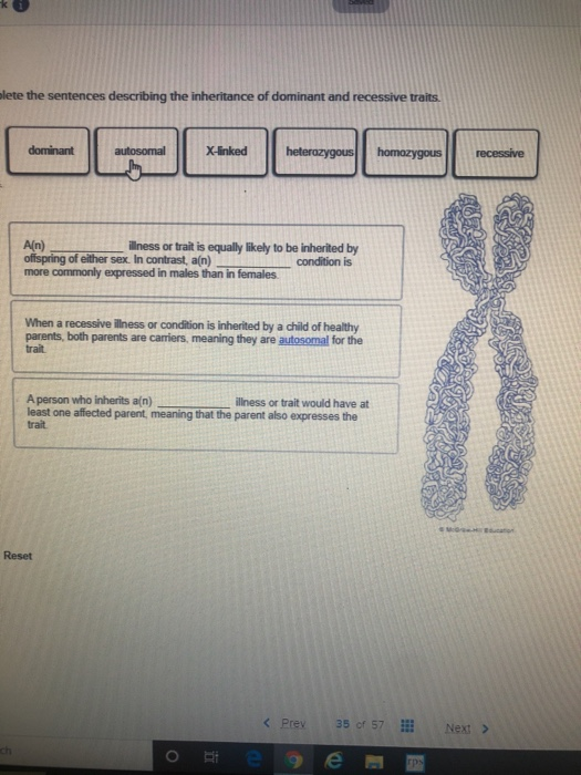 Solved dete the sentences describing the inheritance of | Chegg.com