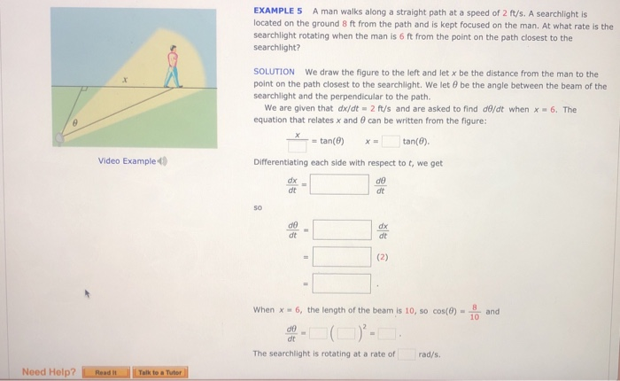 Solved EXAMPLE 5 A man walks along a straight path at a | Chegg.com