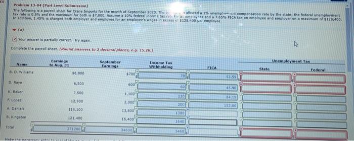 Solved Problem 13-04 (Part Level Submission) The following | Chegg.com