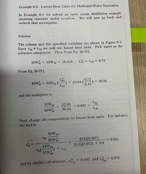 Solved 23. A methanol-water mixture is to be separated in a | Chegg.com
