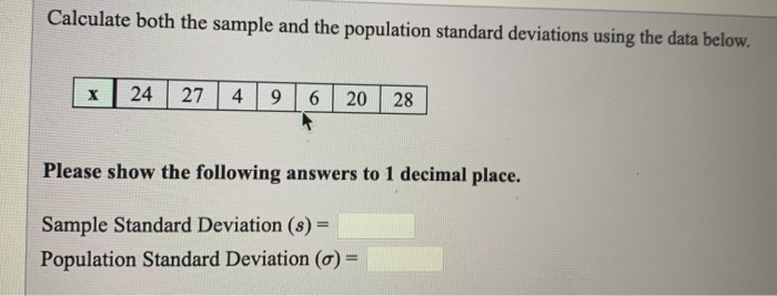 Solved Calculate both the sample and the population standard | Chegg.com