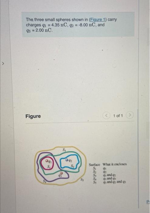 Solved The three small spheres shown in carry charges | Chegg.com
