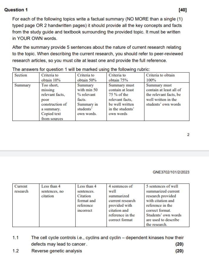 Solved Question 1 [40] For each of the following topics | Chegg.com