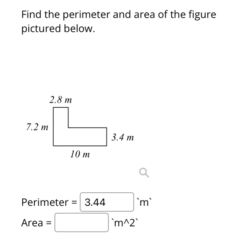 Solved Find the perimeter and area of the figure pictured | Chegg.com