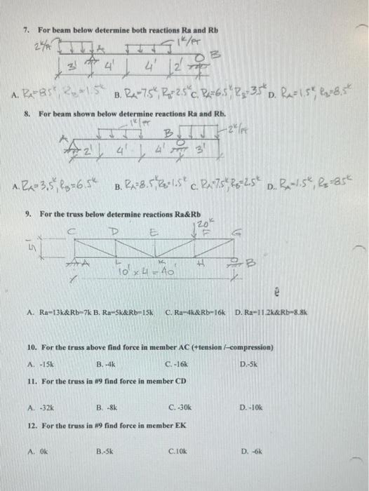 Solved 6. For the beam below determine reaction Ran? tol %. | Chegg.com