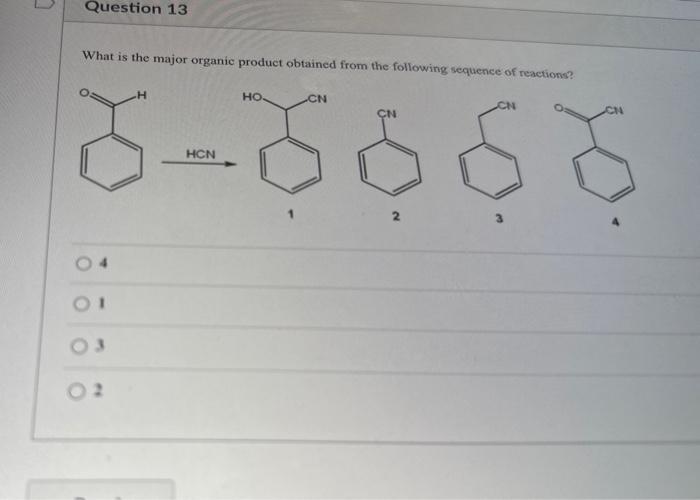 Solved What is the major organic product obtained from the | Chegg.com