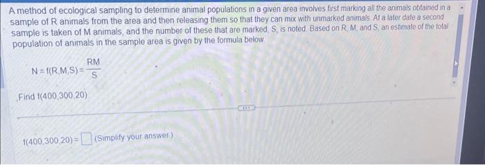 Solved A method of ecological sampling to determine animal | Chegg.com
